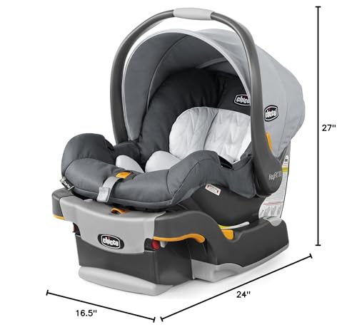 Chicco KeyFit 30 ClearTex Infant Car Seat and Base, Rear-Facing Seat for Infants 4-30 lbs, Includes Head and Body Support, Compatible with Chicco Strollers, Baby Travel Gear | Slate/Grey