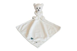 soft polar bear lovey comforter blanket 12"x12" white (includes carry bag)