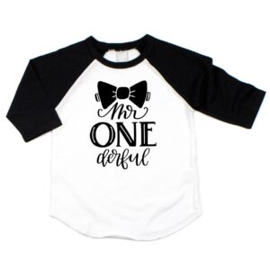 bump and beyond designs boy first birthday shirt 1st birthday outfit mr. one-derful (black 18 months)