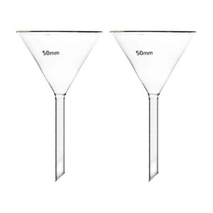 autoark glass heavy wall funnel borosilicate glass funnel,short stem 50mm diameter,50mm stem length,2-pack,ais-019