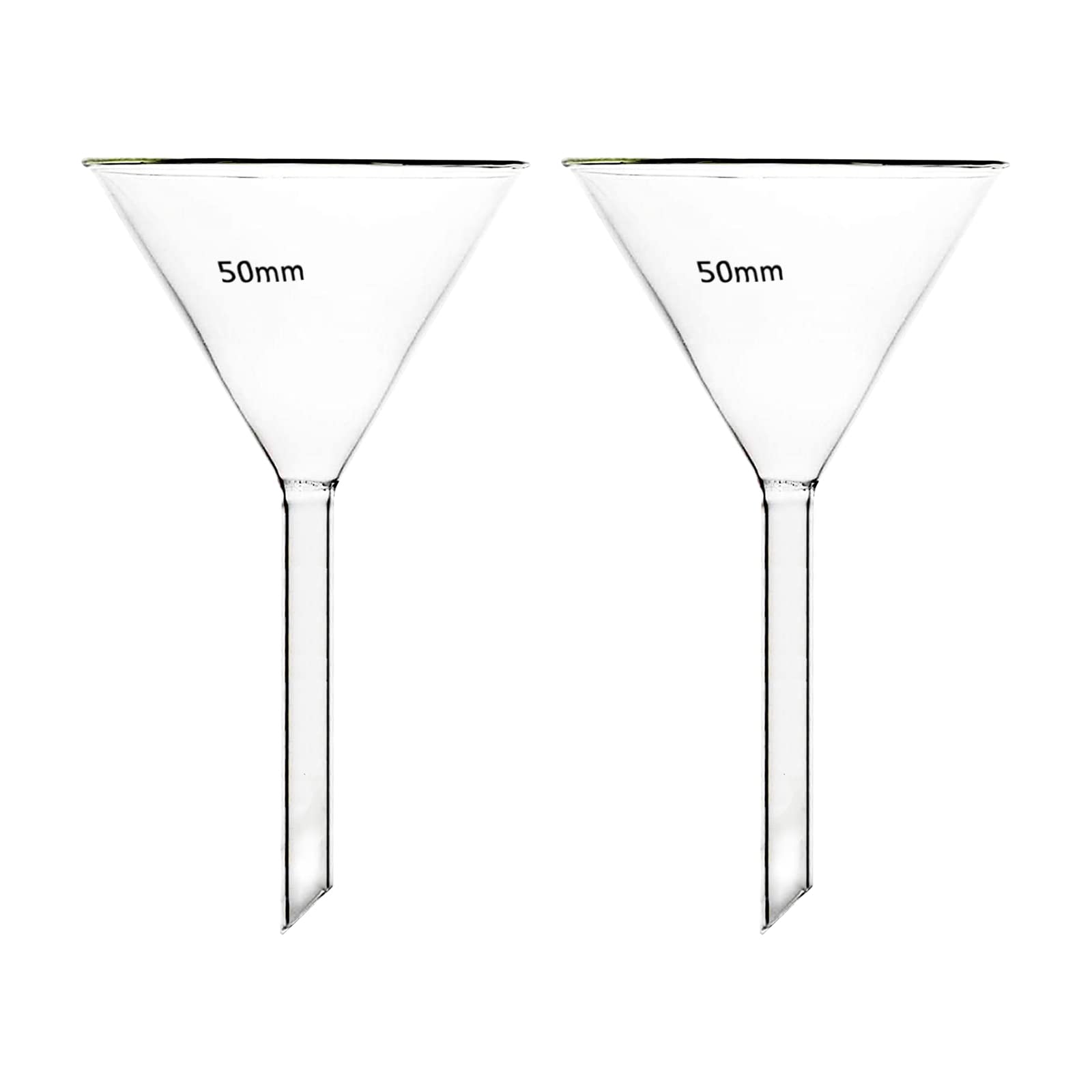 Autoark Glass Heavy Wall Funnel Borosilicate Glass Funnel,Short Stem 50mm Diameter,50mm Stem Length,2-Pack,AIS-019