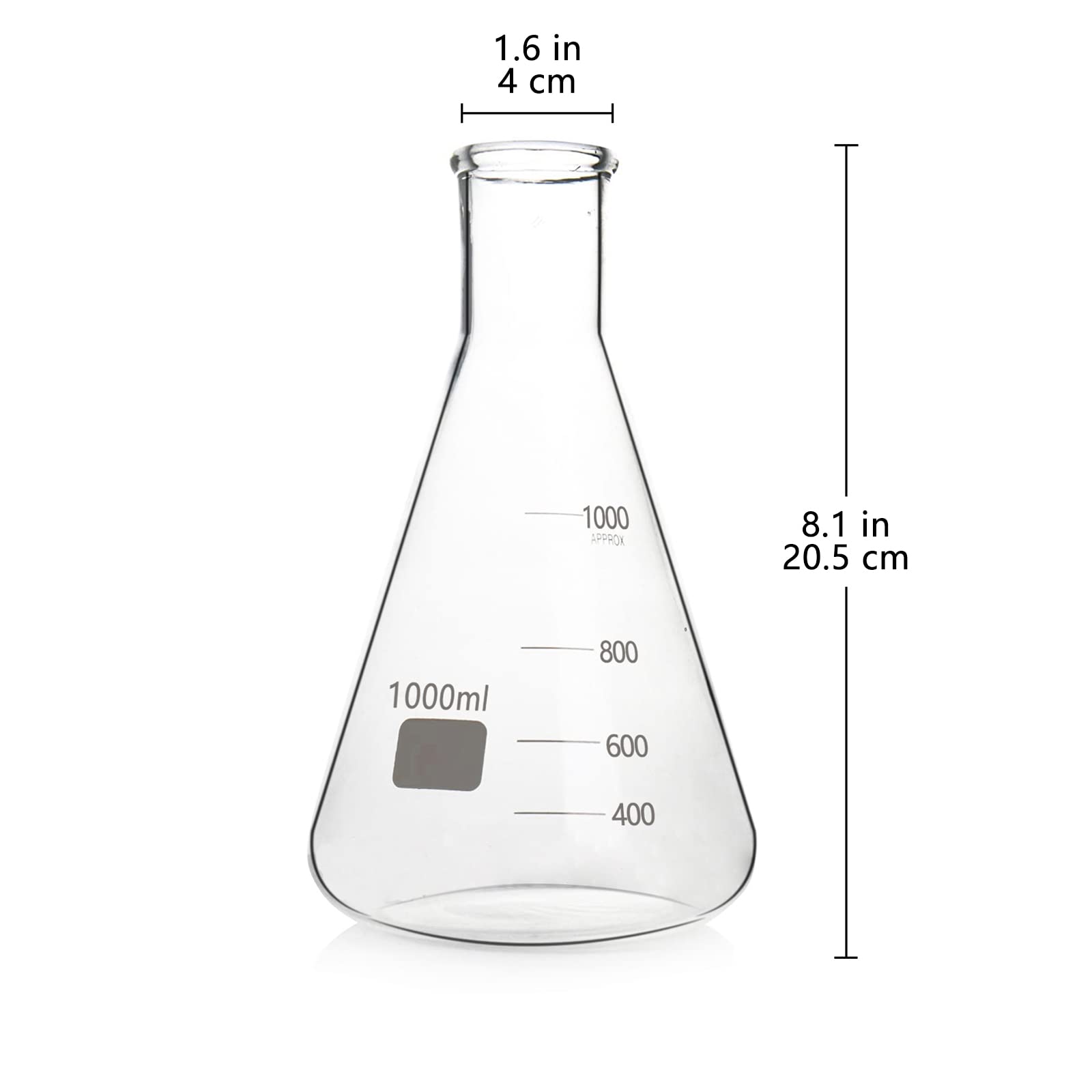 Autoark Glass 1000 ml Heavy Wall Narrow Mouth Erlenmeyer Flasks with Heavy Duty Rim,1-Pack,AIS-016