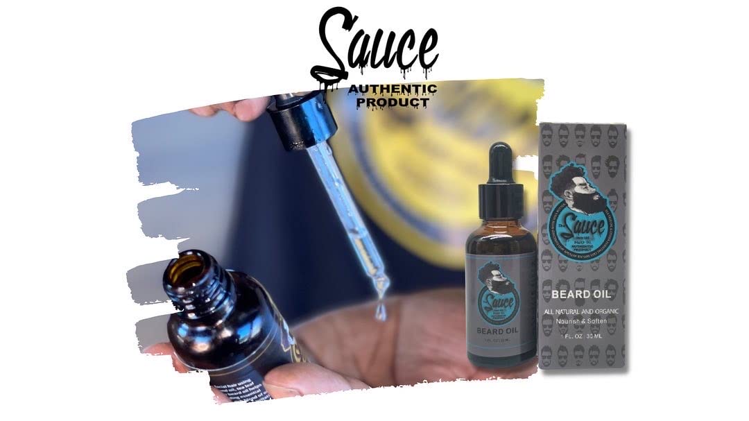 Sauce Authentic Product Beard Oil (Grizzly) Soften and Condition Beards And Mustaches With Jojoba and Argan Oil, for men, reusable