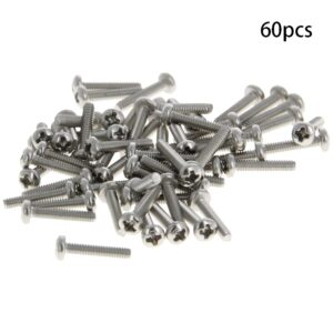 Bettomshin 60Pcs Pan Head Machine Screws, M2 x 10mm Phillips Drive Cross Head Screws, 304 Stainless Steel Metric Cabinet Door and Drawer Screws Fasteners Bolts, Silver Gray