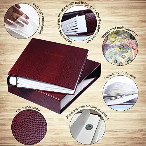 HAOWEIH 4x6 Maroon Paper Photo Album, 500 Photos, Protective Cover, Flexible Page Binding