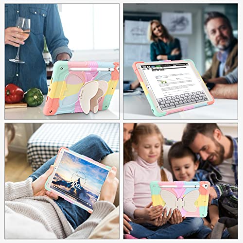 iPad 10.2 Case, iPad 9th Generation Case, GaoBao iPad 8th Generation Case with Butterfly Wings Kickstand Pencil Holder Protective Kids Friendly Silicone Case for iPad 9th/8th/7th Gen (2021/2020/2019)