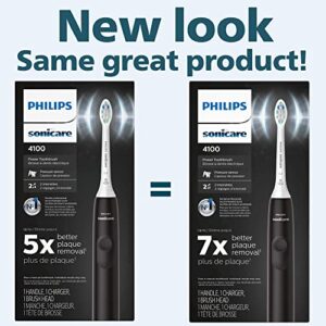 Philips Sonicare 4100 Rechargeable Electric Toothbrush, with Pressure Sensor, 2 Intensity Settings, SmarTimer and QuadPacer, 14-Day Battery Life, Black, Model HX3681/24