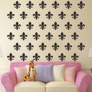 ANFRJJ French Style Flower Wall Stickers - 36 PVC Removable Decals for Bedroom Decor - Elegant Floral Art Decals - JWH195 Collection (Black) - Easy Peel and Stick Wall Decals