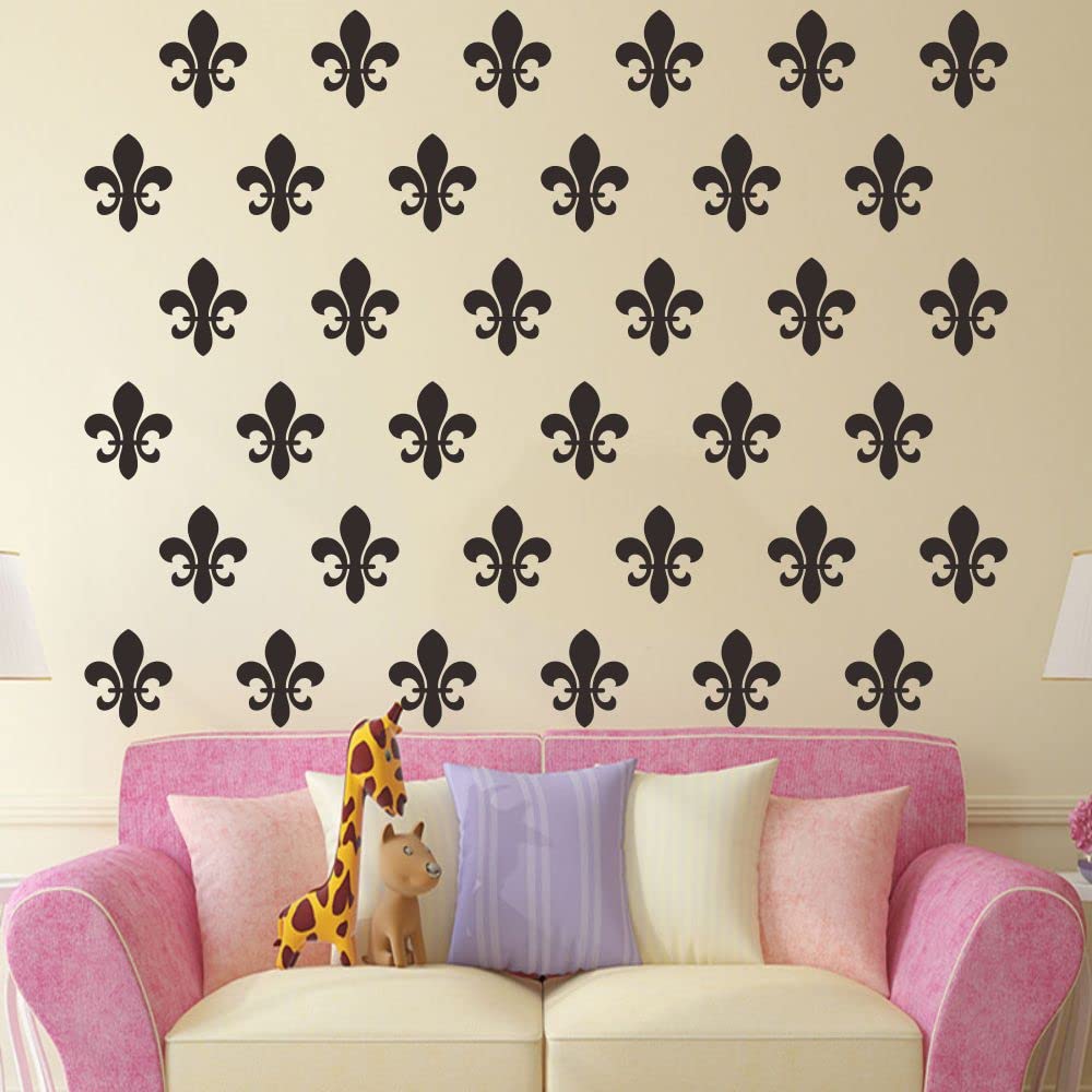 ANFRJJ French Style Flower Wall Stickers - 36 PVC Removable Decals for Bedroom Decor - Elegant Floral Art Decals - JWH195 Collection (Black) - Easy Peel and Stick Wall Decals