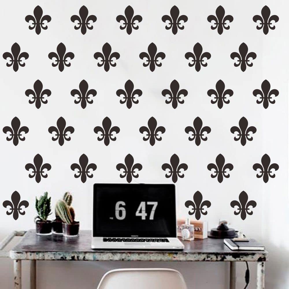 ANFRJJ French Style Flower Wall Stickers - 36 PVC Removable Decals for Bedroom Decor - Elegant Floral Art Decals - JWH195 Collection (Black) - Easy Peel and Stick Wall Decals