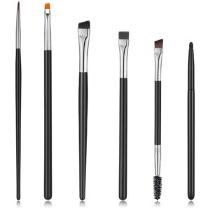 zopeal 6 pieces eyebrow brush set makeup brush set flat eyeliner brush thin angled brush and comb firm brow brush eye shadow brush point black duo spoolie brushes for eye makeup