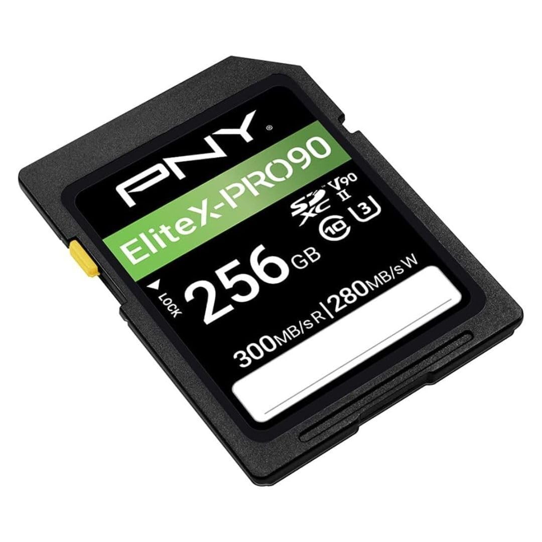 PNY 256GB EliteX-PRO90 UHS-II SDXC Memory Card – R300MB/s W280MB/s, U3, V90, 8K UHD, Full HD, UHS-II for Professional Photographers & Content Creators, DSLR, Mirrorless Cameras, Advanced Video Cameras