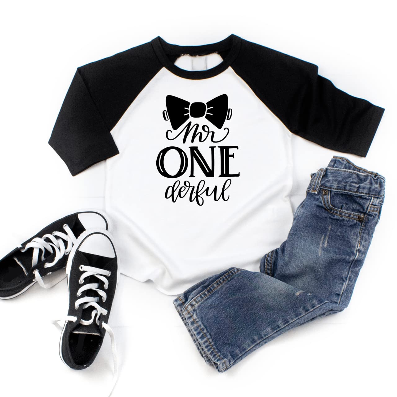 Bump and Beyond Designs Boy First Birthday Shirt 1st Birthday Outfit Mr. One-Derful (Black 18 Months)