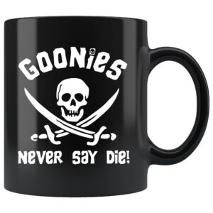 absurd ink goonies never say die mug (black)