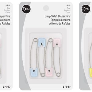 Dritz Baby-Safe, 3-Pack Diaper Pins, Pastel Assorted 12