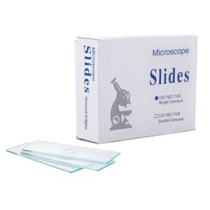 microscope slides concave, single concave 50pcs glass slide with single depression for wet specimen, lab sample observe, gift for kids