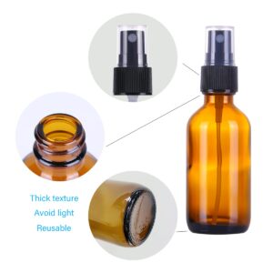 LUFEVRM 2oz Amber Glass Spray Bottles,Empty Small Perfume Travel Refillable Reusable Fine Mister Spray Bottle for Hair,Cleaning Solutions,Aromatherapy and Essential Oil with Extra Nozzle(2 Pack)