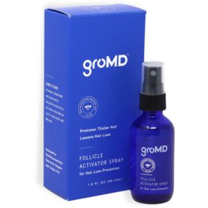 GroMD Follicle Activator Spray & Hair Growth Stimulating Shampoo and Conditioner Bundle - Biotin, Argan Oil, Copper Peptides, DHT Blocker for Regrowth, Doctor Formulated for Minimizing Thinning