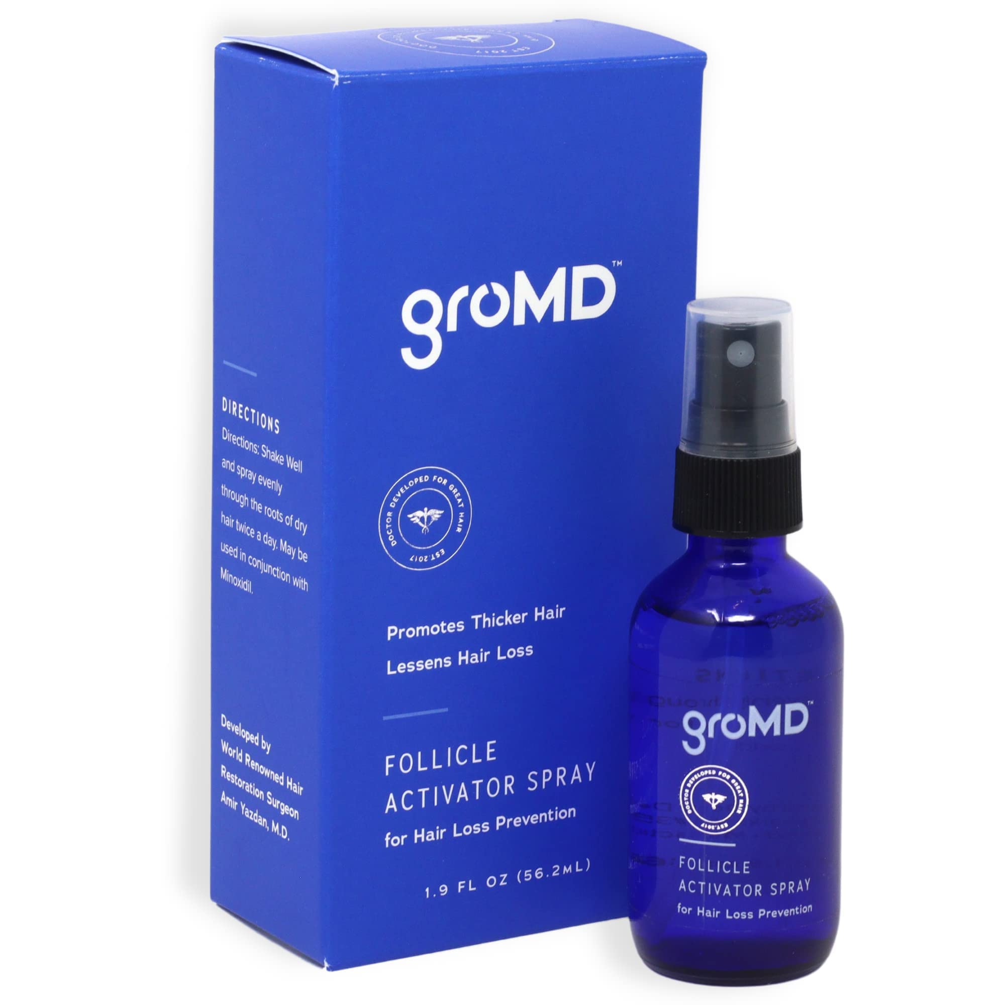 GroMD Follicle Activator Spray & Hair Growth Stimulating Shampoo and Conditioner Bundle - Biotin, Argan Oil, Copper Peptides, DHT Blocker for Regrowth, Doctor Formulated for Minimizing Thinning