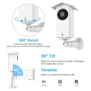 HOLACA Real Water Resistant Protective Case + Metal Wall Mount Bracket for Wyze cam pan v2,Suitable for Indoor and Outdoor Use,Mounting Kit (White 2Pack)