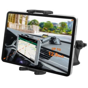 kolasels car dashboard windshield tablet mount for 4-13" ipad & phone, telescopic arm suction cup truck dash window tablet holder for ipad pro 12.9 11 10.5 9.7, ipad air mini, samsung tabs, iphone etc