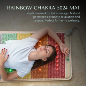 HealthyLine Rainbow Chakra Mat - Enhanced Reiki, Yoga and Massage - Electric Gemstone Heating Pad with Negative Ions and Red Photon Lights - Inframat Pro 3rd Edition - Firm (Medium 50 x 24 inches)