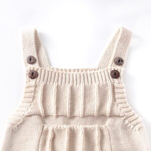 Just Bodi Baby Girl Baby Boy Clothes Knitted Romper Onesie Neutrals Overalls Unisex Baby Clothes Cotton (Sand, 3-6 Months), 82102