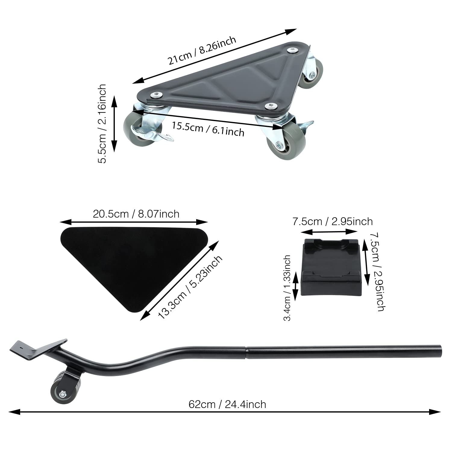 Heavy Furniture Movers,Mover Dolly Set,Max Up Load Weight 880Lbs/400KG, 3 Lockable Wheels Moving Dolly with Casters,for Safe and Easy Moving of Couches Sofas Refrigerators,Table+More (Black)