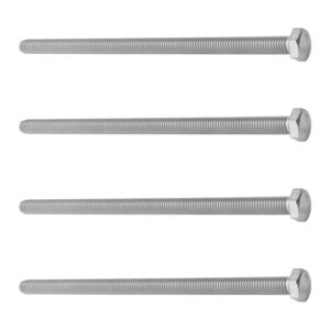 bettomshin 4pcs m6 x 120mm hex bolts, 304 stainless steel 1mm thread pitch fully threaded metric hex head screw bolts, hexagon screw bolt, hex tap bolts, silver, a2-70 (overall size 124x10x10mm)