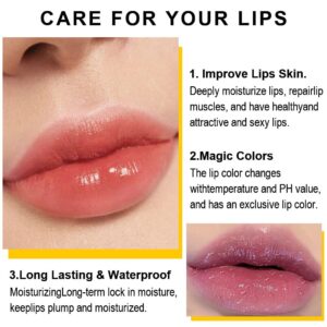 2 Pcs Color Changing Lipstick PH Lip Balm,Rich in Vitamin E for All-Day Moisture,Temperature Change Long Lasting Moisturizer Waterproof Korean Lip Balm Jelly Crystal Carrot Discoloration Lipstick Set