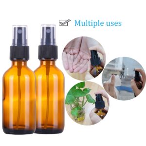 LUFEVRM 2oz Amber Glass Spray Bottles,Empty Small Perfume Travel Refillable Reusable Fine Mister Spray Bottle for Hair,Cleaning Solutions,Aromatherapy and Essential Oil with Extra Nozzle(2 Pack)