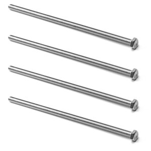 bettomshin 4pcs m6 x 150mm hex bolts, 304 stainless steel 1mm thread pitch fully threaded metric hex head screw bolts, hexagon screw bolt, hex tap bolts, silver, a2-70 (overall size 154x10x10mm)