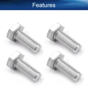 Bettomshin 10Pcs M10 x 25mm Hex Bolts, 304 Stainless Steel 1.5mm Thread Pitch Fully Threaded Metric Hex Head Screw Bolts, Hexagon Screw Bolt, Hex Tap Bolts, Silver (Overall Size 31.5x17x17mm)