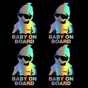 4pcs baby on board sticker for cars baby safety warning sign colorful reflective sign stickers car rear window stickers strong adhesive waterproof sunscreen