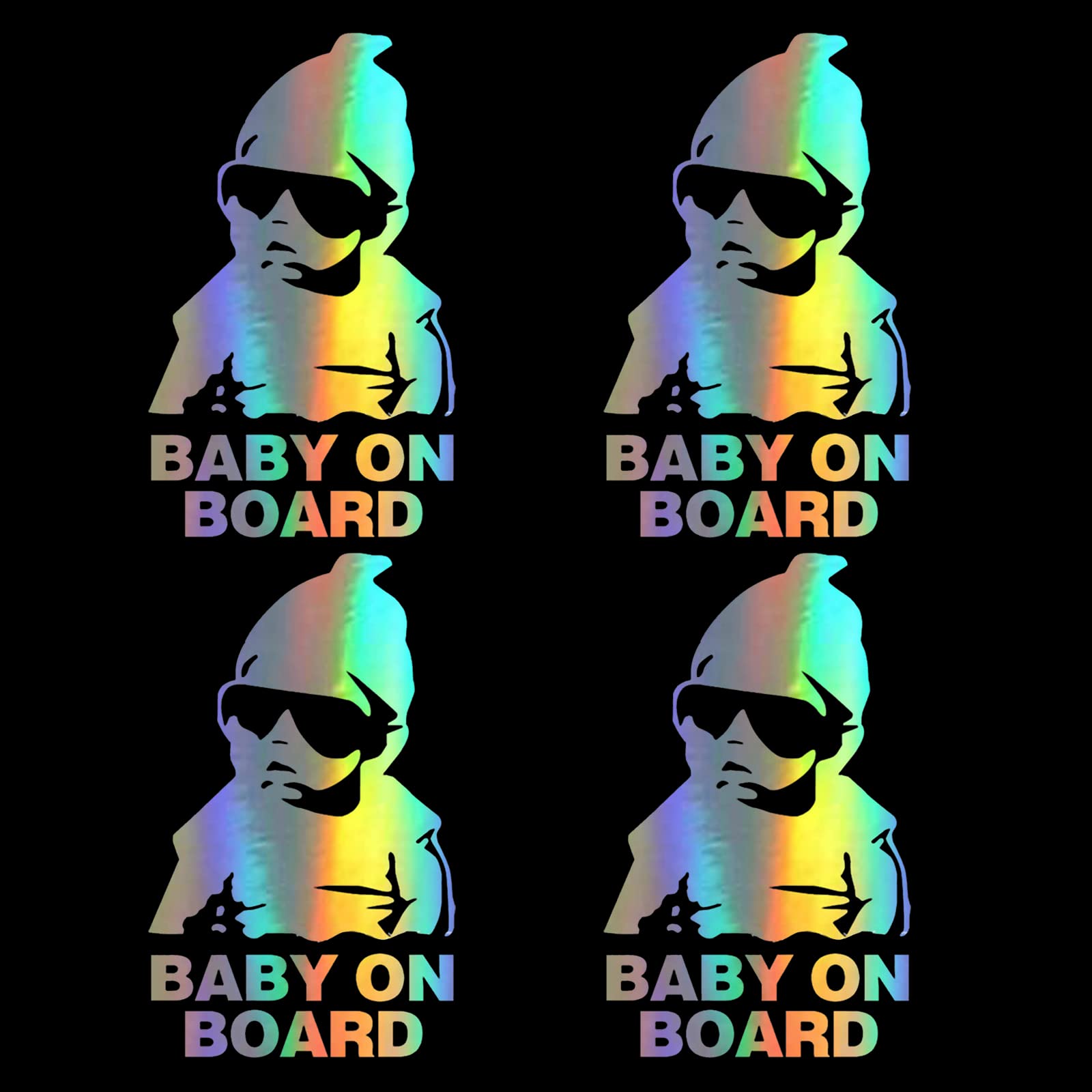 4Pcs Baby on Board Sticker for Cars Baby Safety Warning Sign Colorful Reflective Sign Stickers Car Rear Window Stickers Strong Adhesive Waterproof Sunscreen