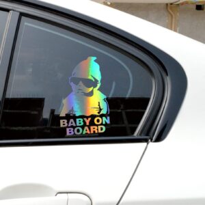 4Pcs Baby on Board Sticker for Cars Baby Safety Warning Sign Colorful Reflective Sign Stickers Car Rear Window Stickers Strong Adhesive Waterproof Sunscreen