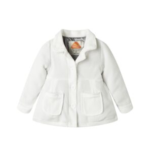 mud kingdom baby girls jacket fleece turn-down collar button up white 6 months