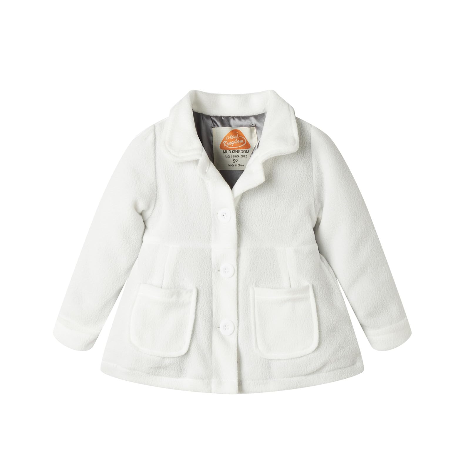 Mud Kingdom Baby Girls Jacket Fleece Turn-down Collar Button Up White 6 Months