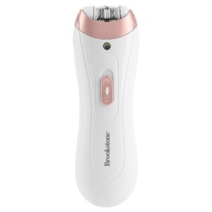 brookstone holiday epilator for women | cordless epilator for face, bikini and legs | battery operated with led light