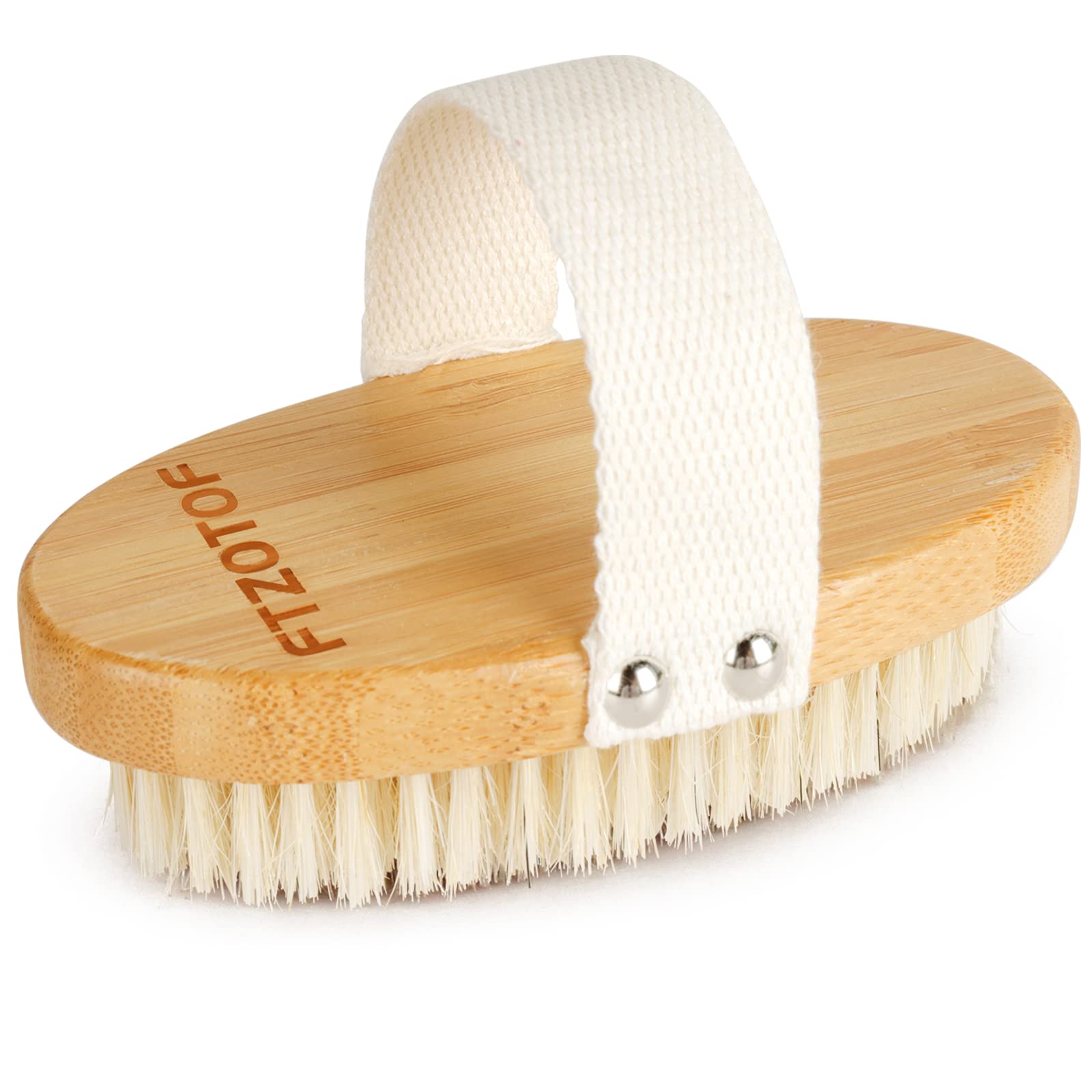 Ftzotof Dry Brush, Dry Brushing Body Brush with Natural Bristles, Exfoliating Brush Body Scrub for Dry Skin, Cellulite Treatment, Lymphatic Drainage and Blood Circulation Improvement, Medium Strength