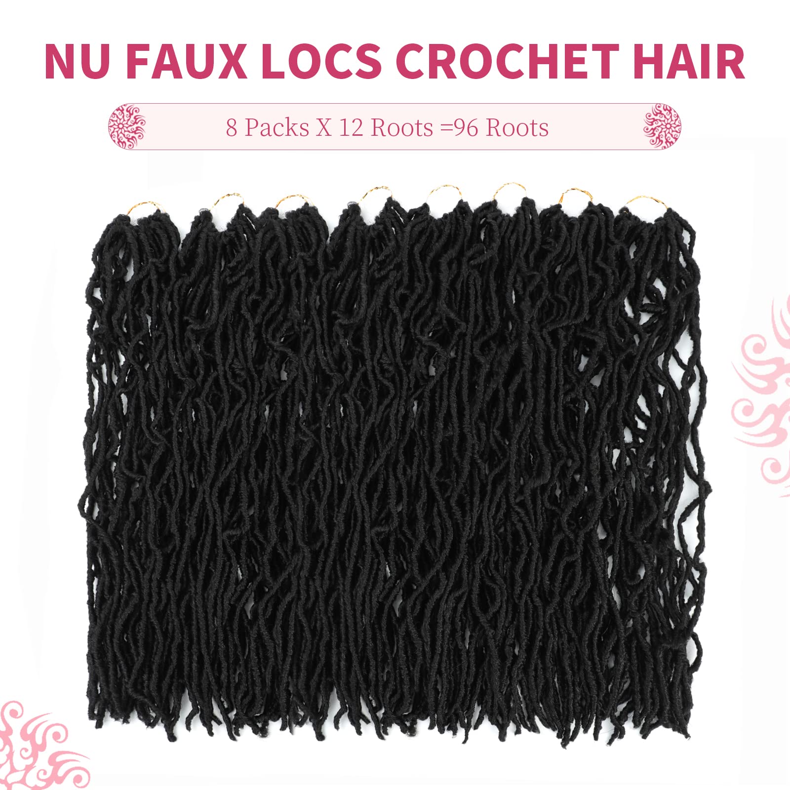 Faux Locs Crochet Hair 24 Inch 8 Packs Soft Locs Crochet Locs Crochet Faux Locs New Faux Locs Pre Looped Curly Wave Butterfly Locs Crochet Hair For Black Women (24 Inch,1B)