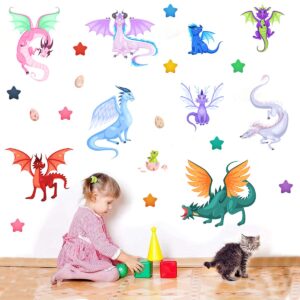 mefoss creative fairy dragon wall decals cartoon large wings dragons eggs stars wall stickers easy to peel and stick wall stickers art paper for playroom nursery classroom kids bedroom wall decor