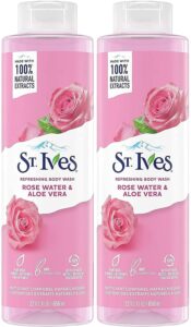 st. ives refreshing body wash, rose water & aloe vera, 22 fluid ounce (pack of 2)