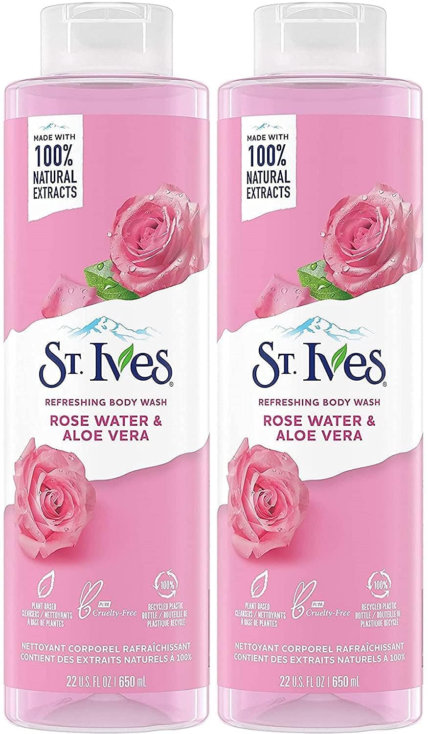 St. Ives Refreshing Body Wash, Rose Water & Aloe Vera, 22 Fluid Ounce (Pack of 2)