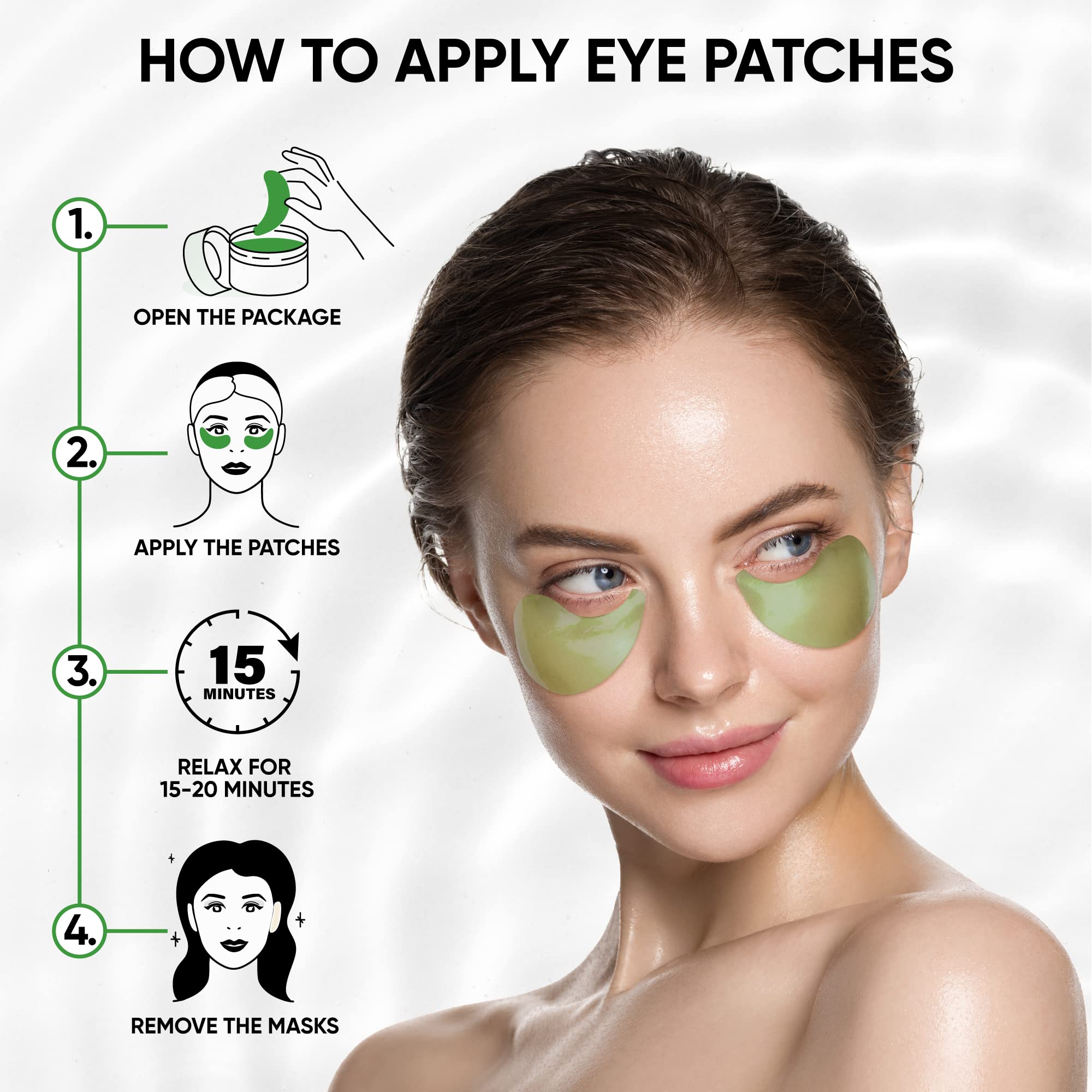 Under Eye Mask for Puffy Eyes, Dark Circles, Eye Bags, Puffiness, Wrinkles with Collagen - Hydrating Under Eye Patches - Green Tea Skincare - Anti-Aging Eye Patch Treatment Masks - 60 Under Eye Pads