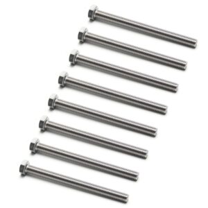 bettomshin 8pcs m6 x 110mm hex bolts, 304 stainless steel 1mm thread pitch fully threaded metric hex head screw bolts, hexagon screw bolt, hex tap bolts, silver, a2-70 (overall size 114x10x10mm)