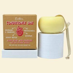 EARTH IS...Conditioner Bar - All Hair Types – All-Natural Hydrating Hair Conditioner – Eco-Friendly Hair Moisturizer – Plastic Free - PH-Balanced – Vegan – Concentrated – Biodegradable – Zero Waste, 3.2oz (Berry Blend with Raspberry)