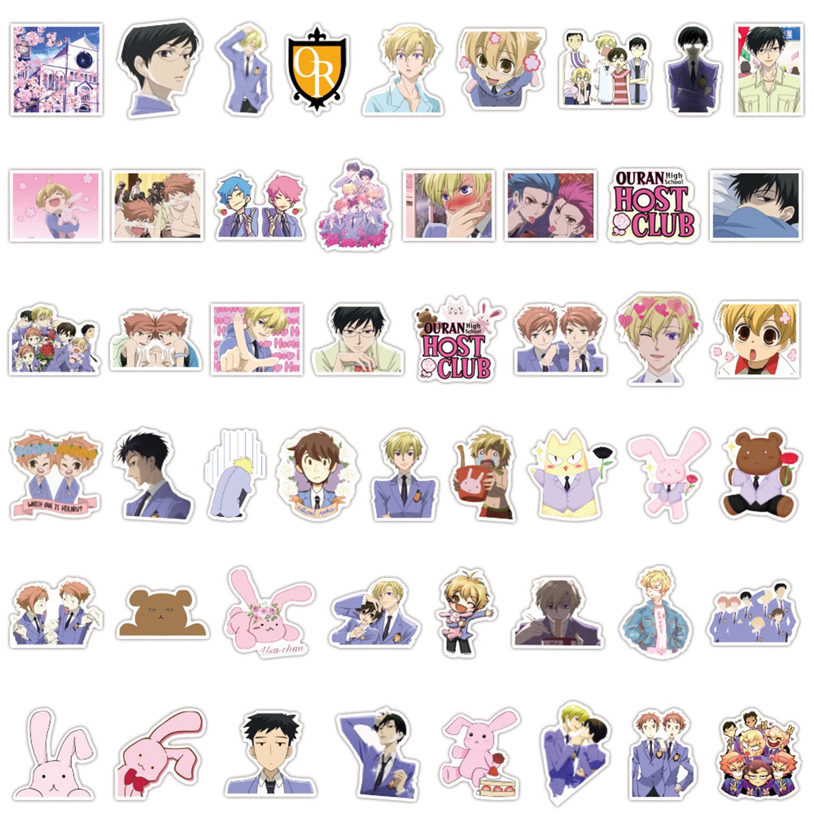 50Pcs Ouran High School Host Club Waterproof Stickers for Laptop Cellphone Water Bottle Skateboard Luggage Car Bumper JXQX (JS010)