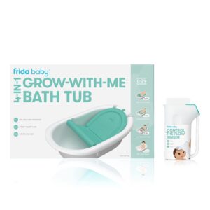 frida baby 4-in-1 grow-with-me bath tub & control the flow rinser cup bath time kit