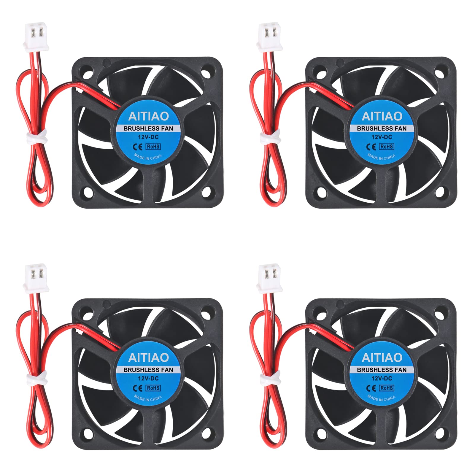 AITIAO 4Pcs 5020 Brushless Cooling Fan Computer Case Fan DC 12V 50mm 50mm 20mm Quiet Muffin Fan Oil Bearing High Speed Cooling Fan for 3D Printer CPU Coolers DIY Cooling Ventilation Projects